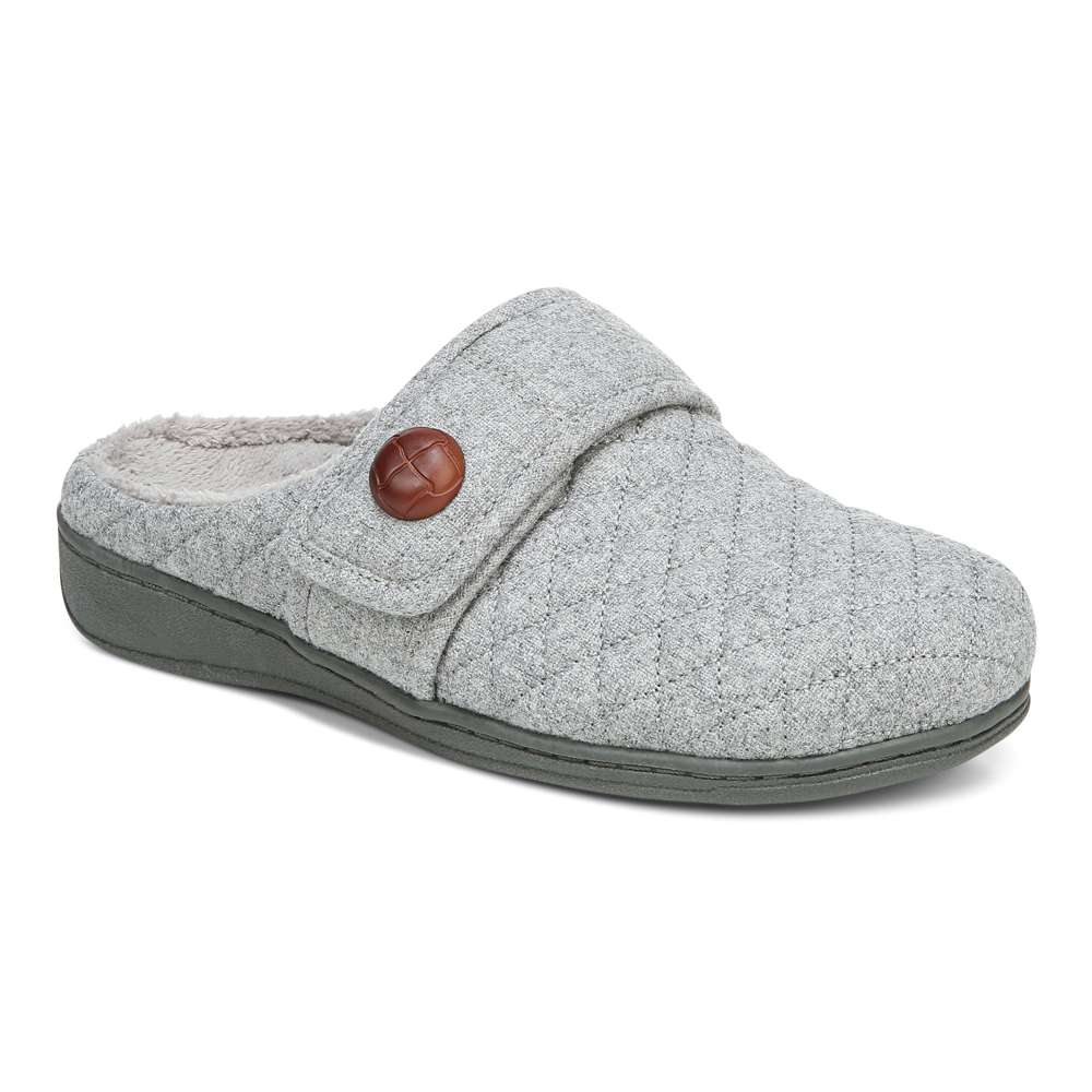 Carlin Mule Slipper - Light Grey – Vionic Shoes